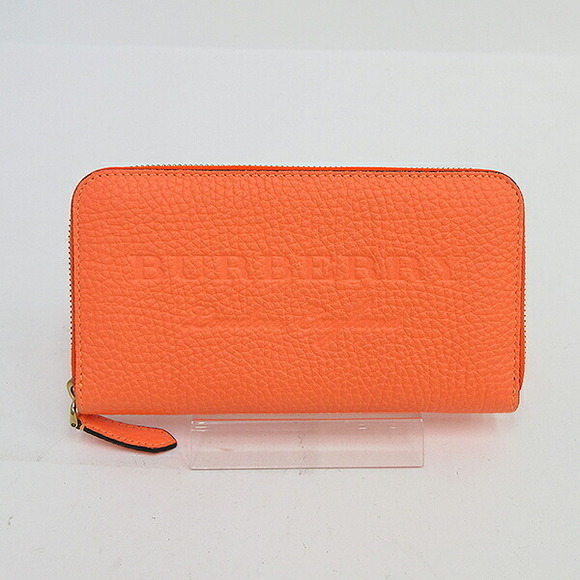 Burberry | Bags | Burberry Round Zip Long Wallet Orange Leather | Poshmark